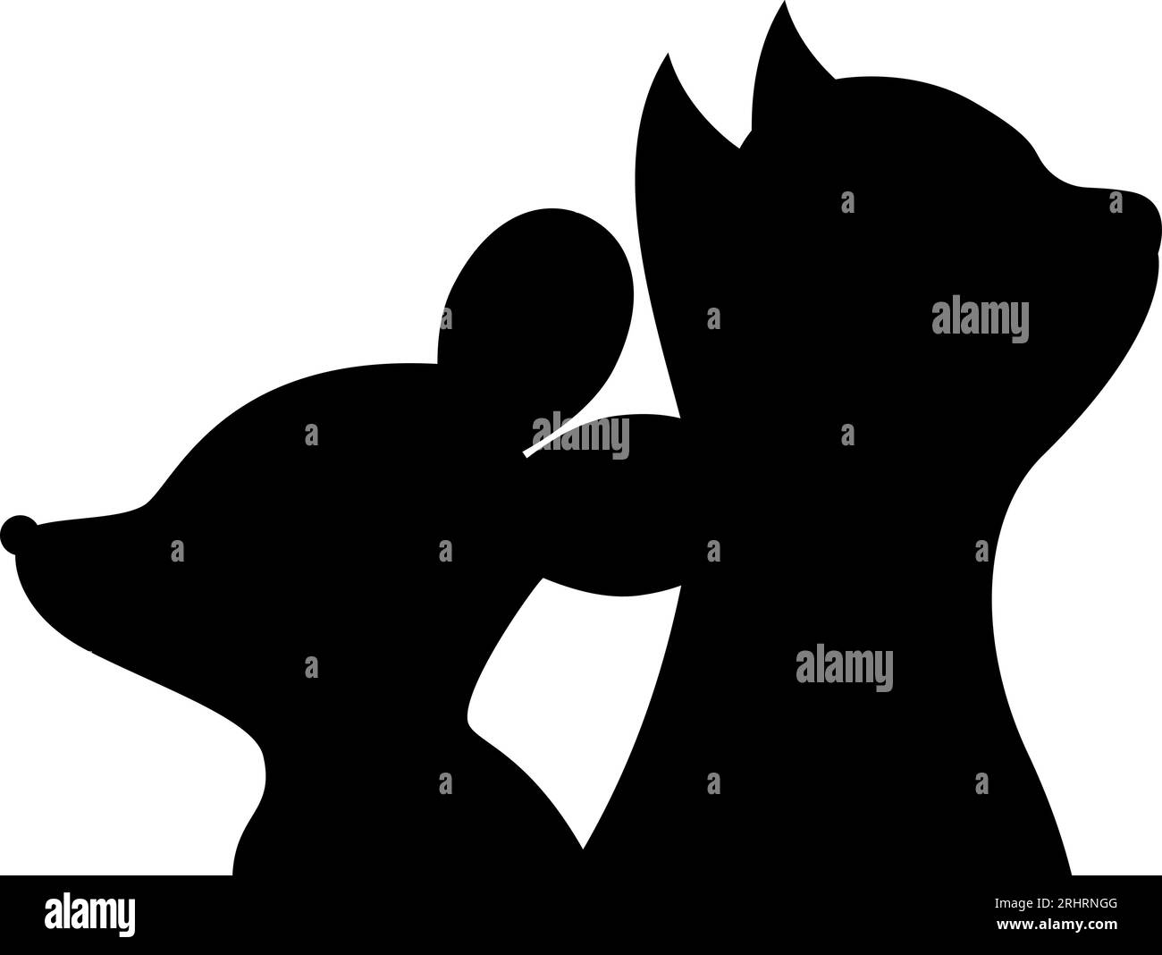 Silhouette of cat and mouse together. Logo design template Stock Vector ...