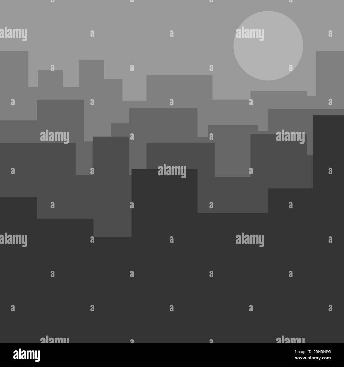 Cityscape background in mist, smog, dusk, brume. Modern city skyline ...