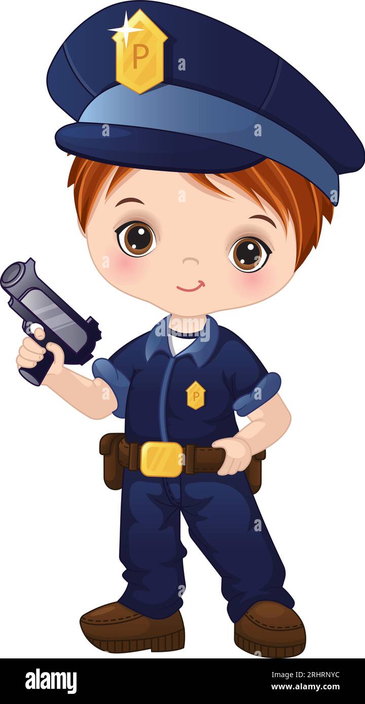 Vector Cartoon Little Policeman Officer Stock Vector Image & Art - Alamy