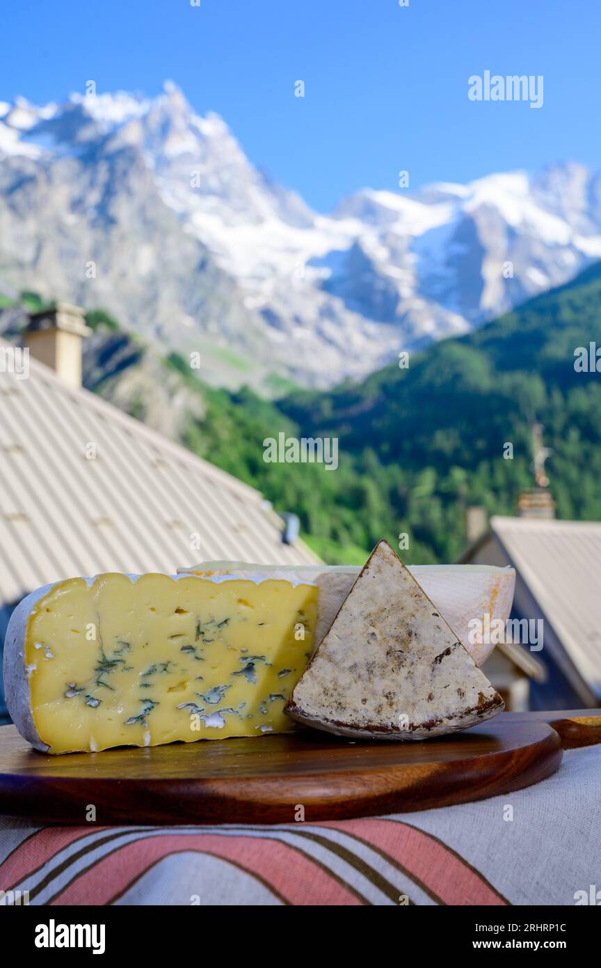 Cheese collection, Tomme de Savoie and Bleu de Savoie blue cheese from ...