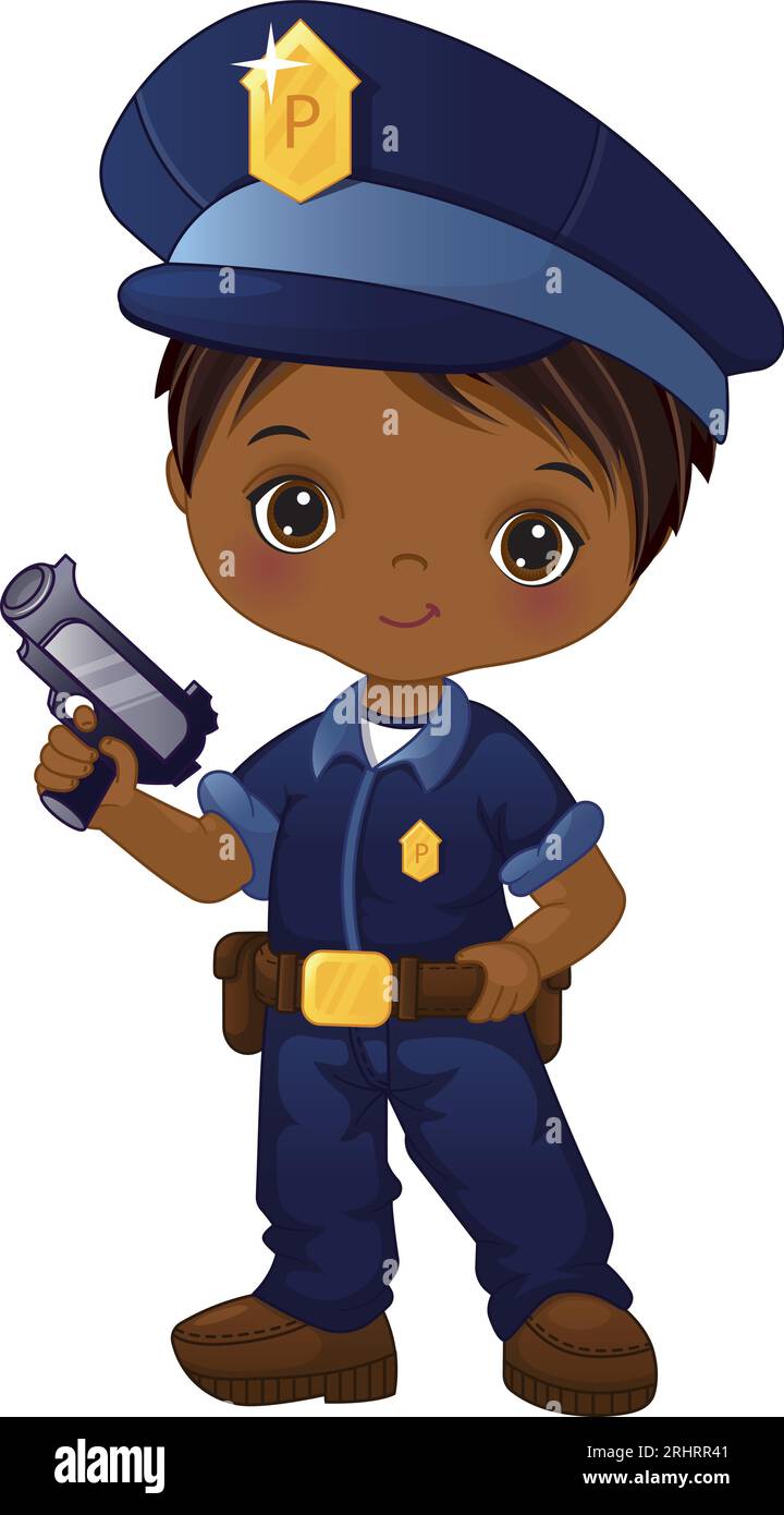Animated Black Police Officer