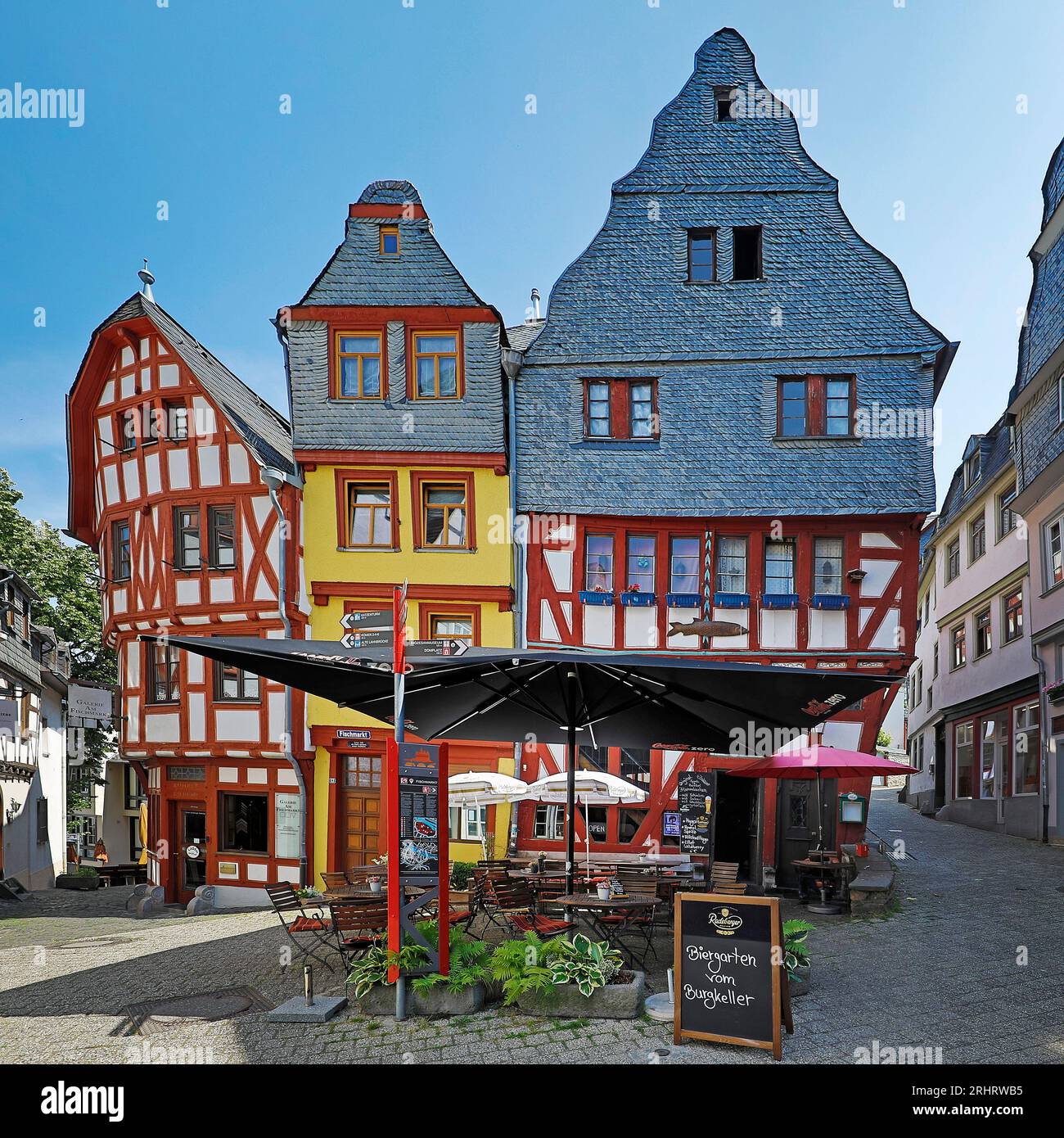 Half-timbered houses in the historic old town, German Timber-Frame Road ...