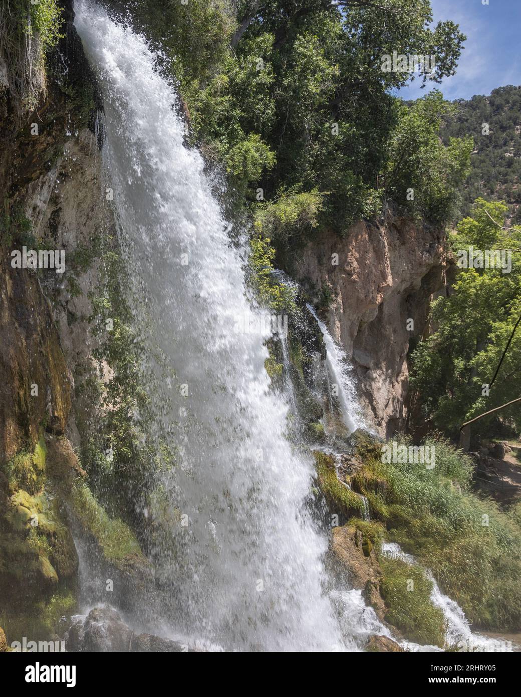 Beautiful cascading waterfalls in Rifle Falls State Park. Summer ...