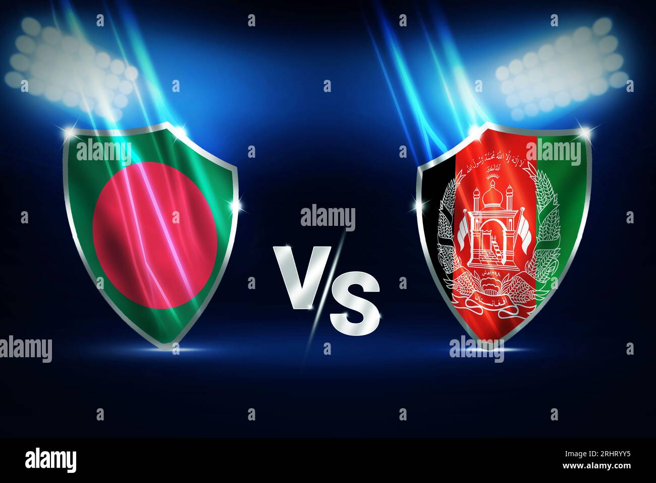 Bangladesh Vs Afghanistan Cricket Match Fixture With Waving Flag And