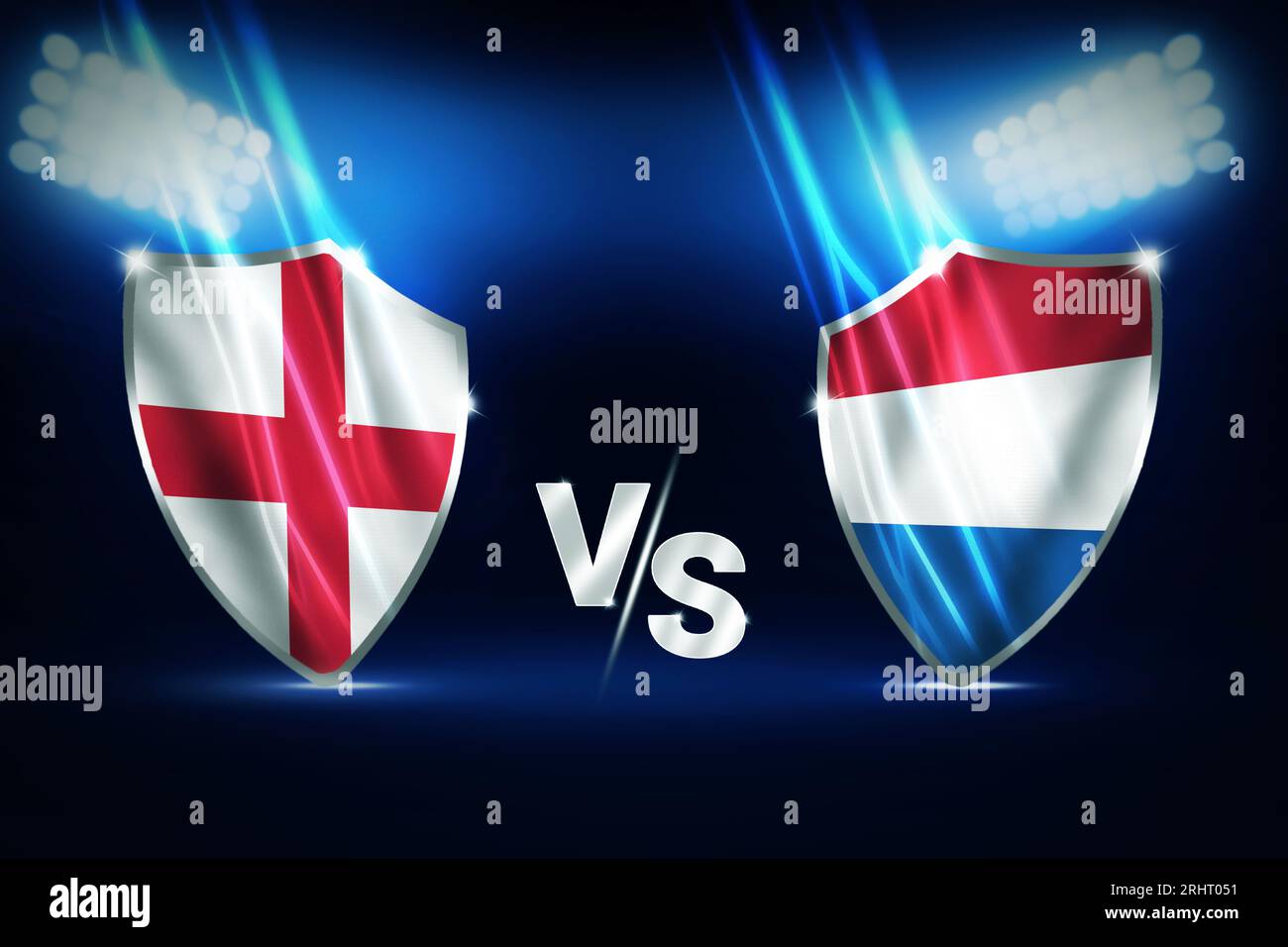 England vs Netherlands sports backdrop concept with glowing lights of ...