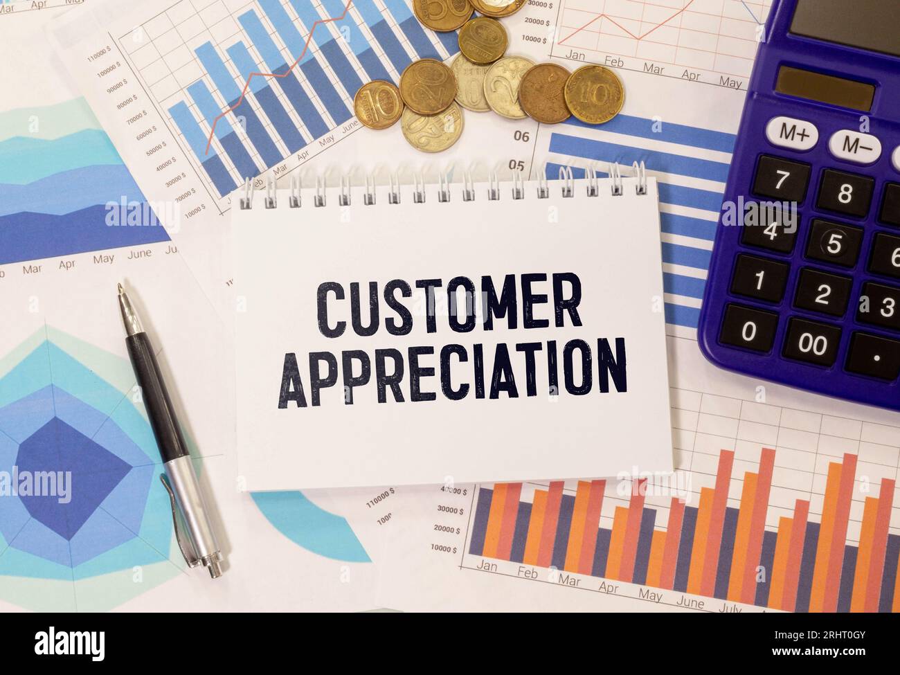 Customer Appreciation text is written on a note with pencils Stock ...