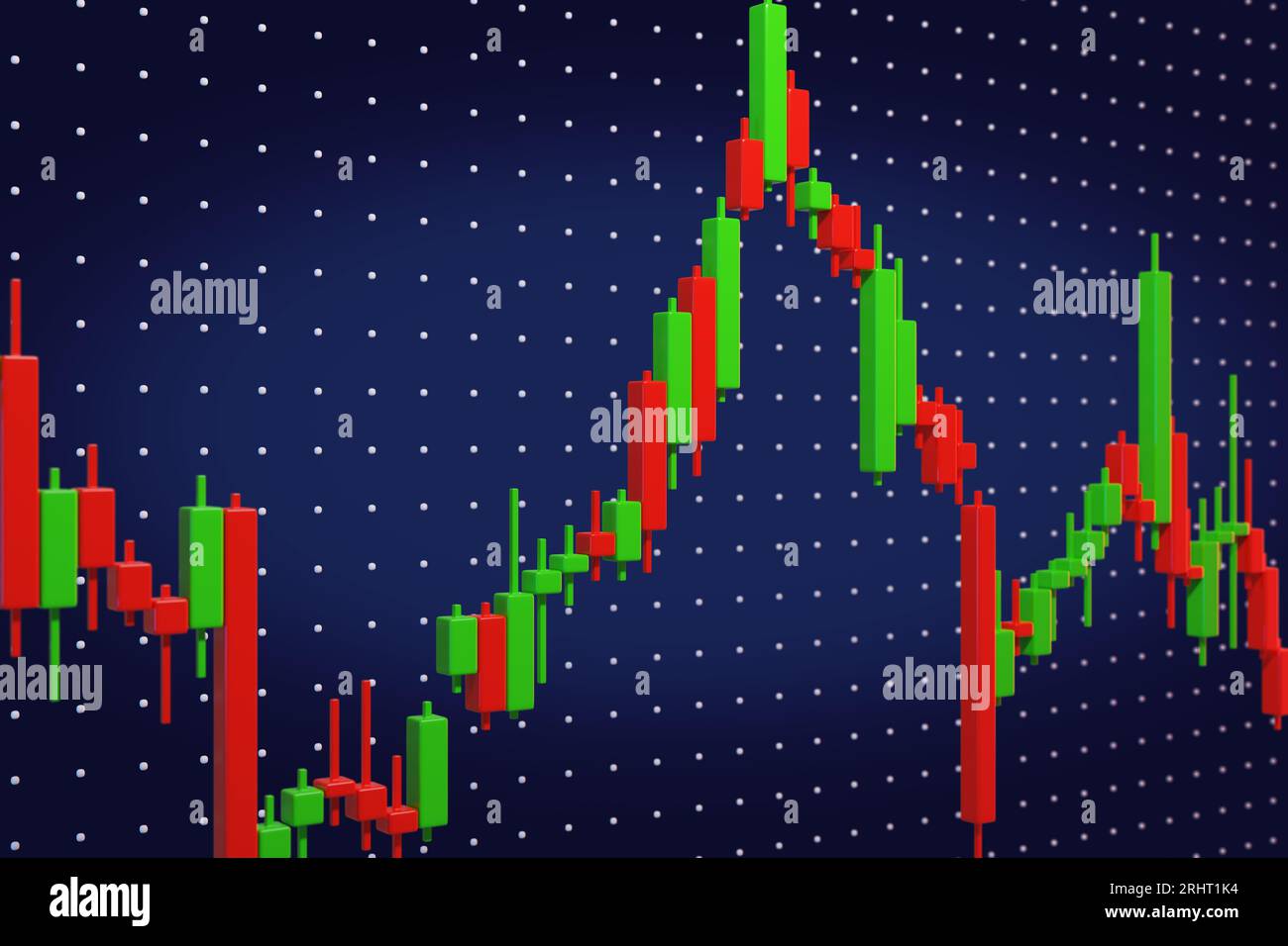 Three-dimensional candlestick chart. 3d illustration Stock Photo - Alamy