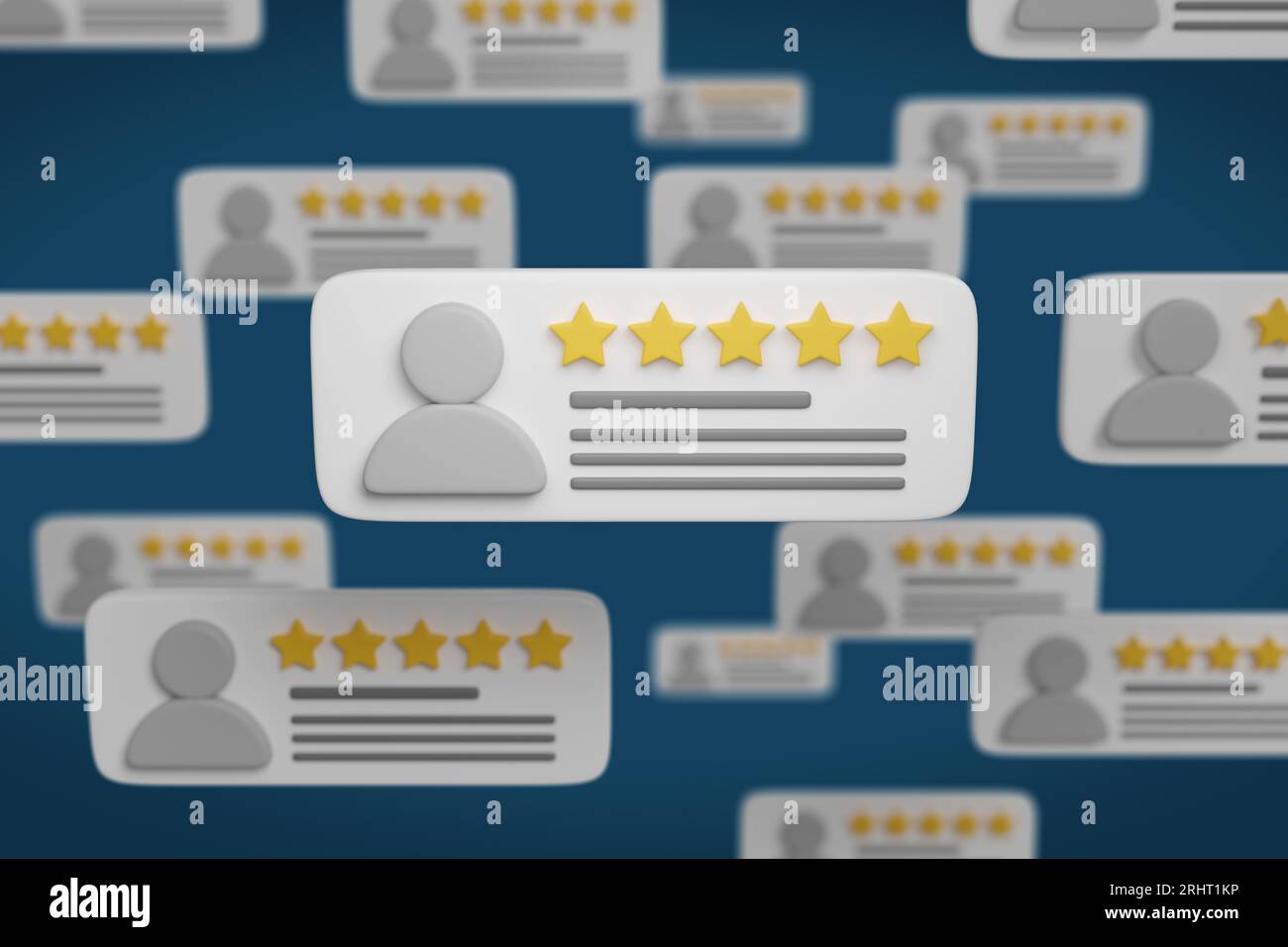 Many user reviews in three dimensions floating. Selective focus. 3d ...