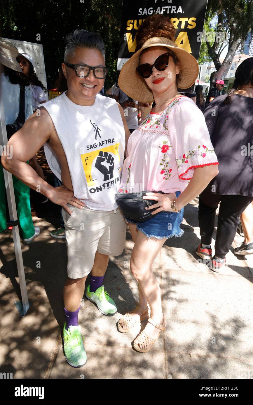 Burbank, Ca. 18th Aug, 2023. Karen Sours, Alec Mapa at the SAG-AFTRA ...