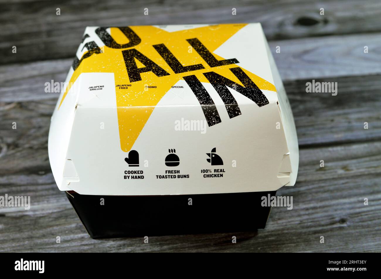 Cairo, Egypt, July 29 2023: Food delivery package of beef burger and ...