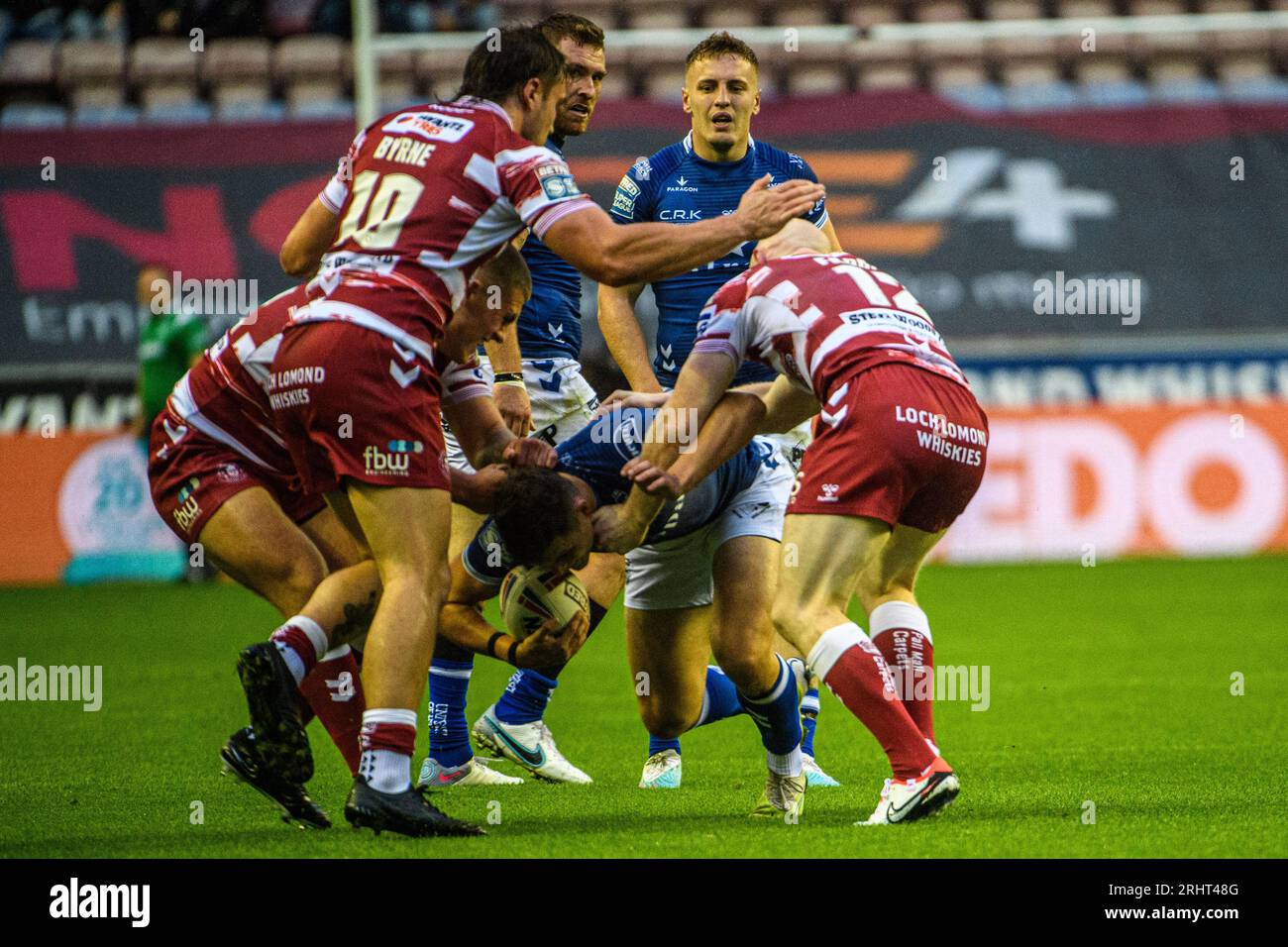 Hull FC's Brad Dwyer is tackled during the BetFred Super League match ...