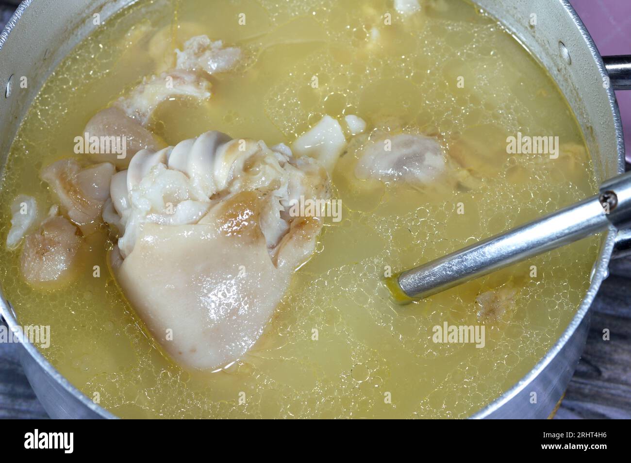 Arabic Egyptian cuisine of kawareh trotters with its traditional soup ...