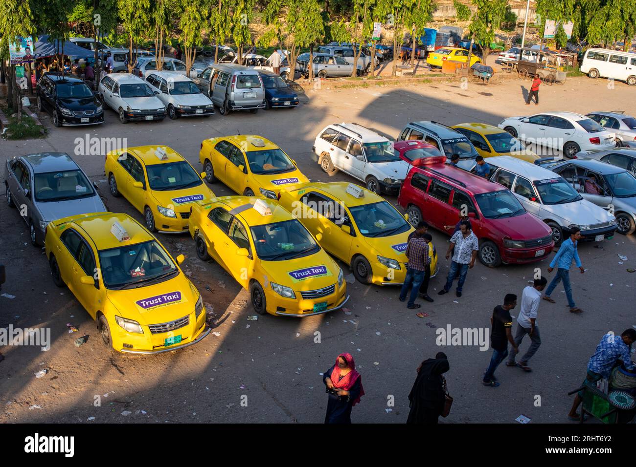 Taxi cabs parked at the Airport Railway Station in Dhaka, Bangladesh ...
