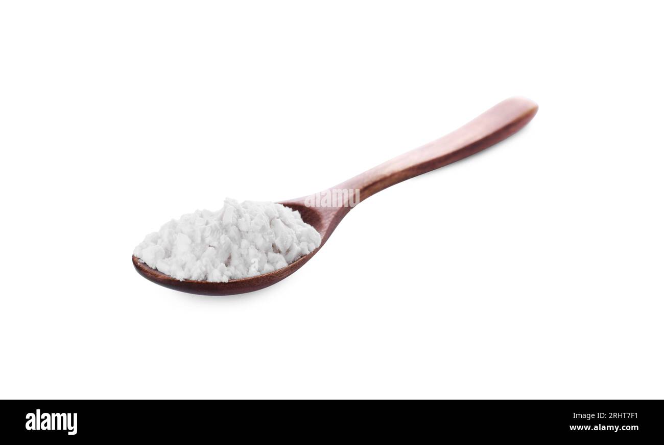 Wooden spoon of natural starch isolated on white Stock Photo - Alamy