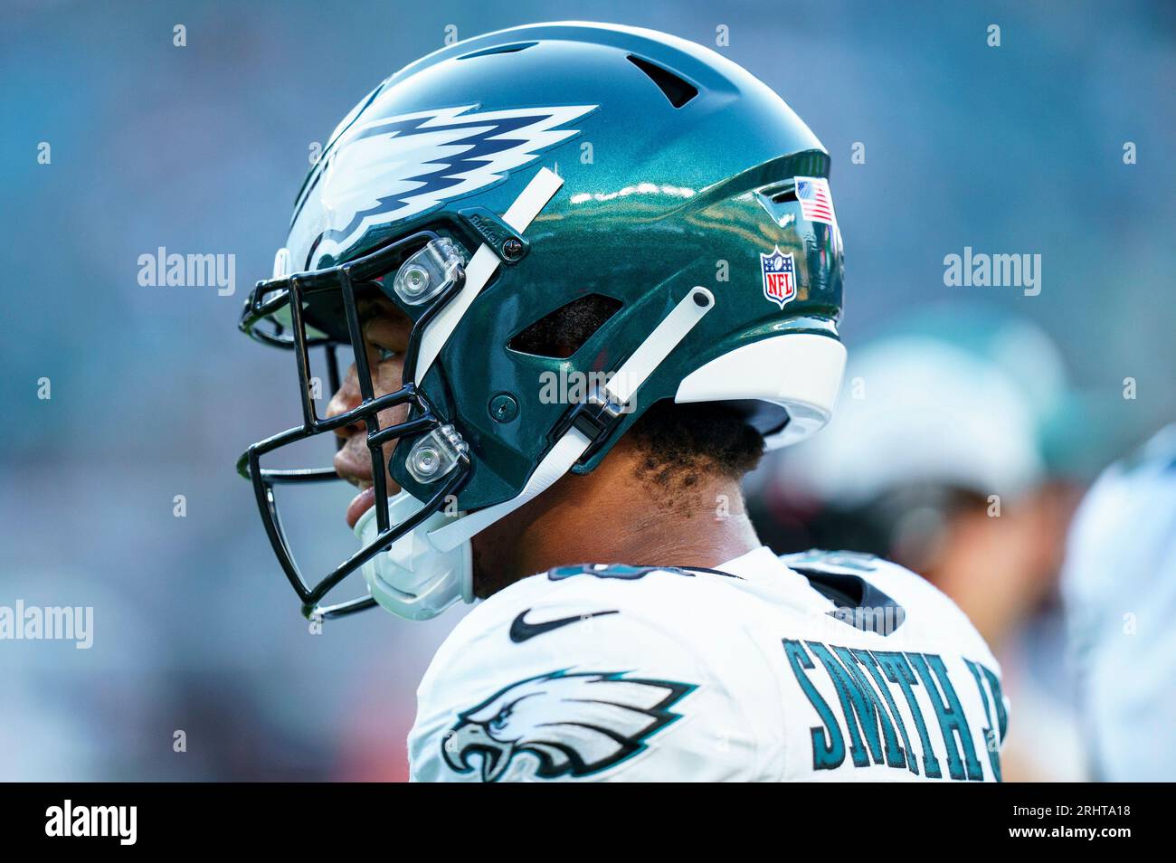 Philadelphia Eagles linebacker Nolan Smith (3) looks on prior to the ...