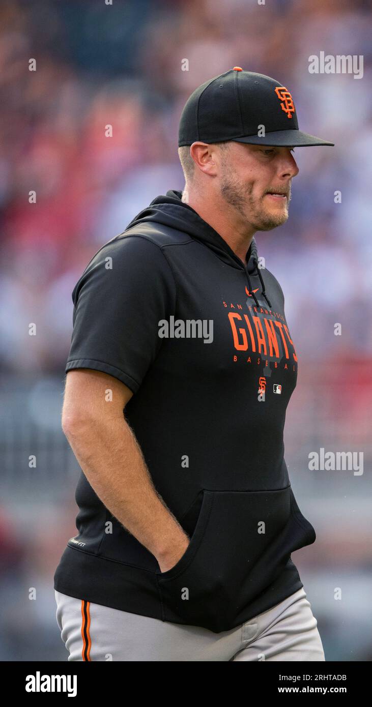 San Francisco Giants pitching coach Andrew Bailey walks back to the ...