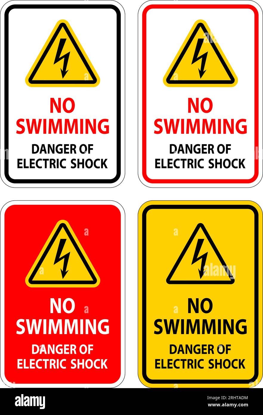 Electrical Hazard Sign No Swimming - Danger Of Electric Shock Stock ...