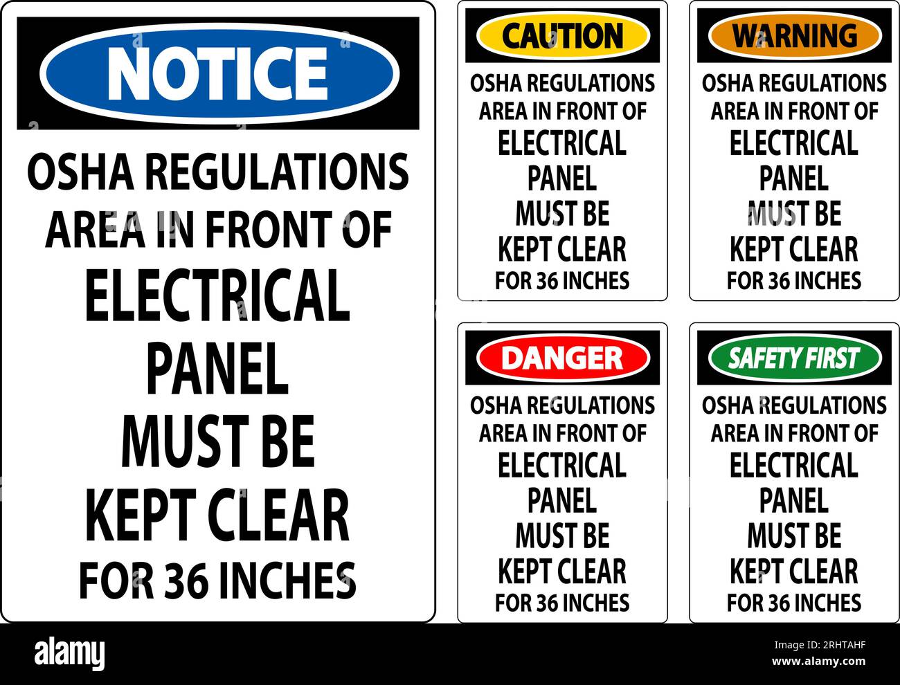 Caution Sign Osha Regulations - Area In Front Of Electrical Panel Must ...