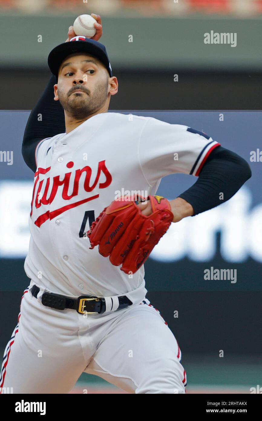 Minnesota Twins starting pitcher Pablo Lopez throws to a Pittsburgh ...