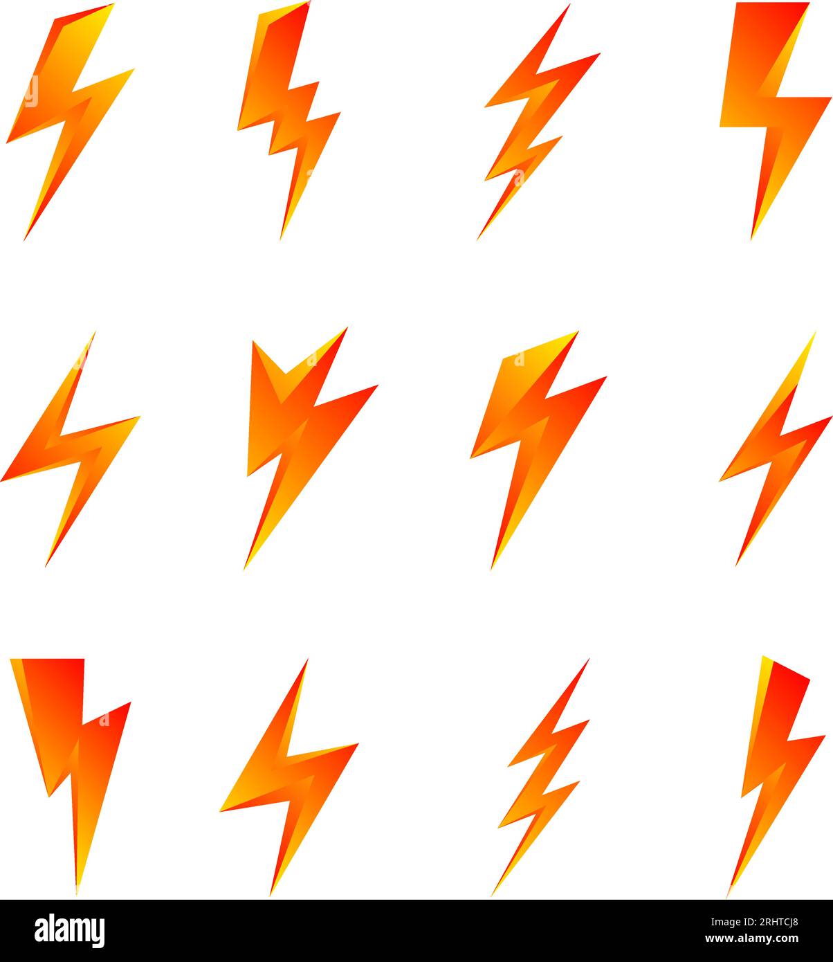 Yellow Lightning Bolt Icons Isolated on White Background. Simple Icon ...