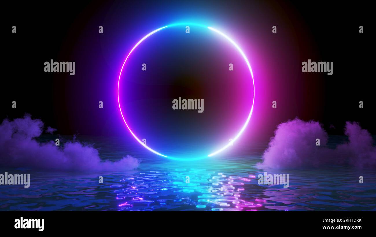 Neon ocean, conceptual illustration Stock Photo - Alamy