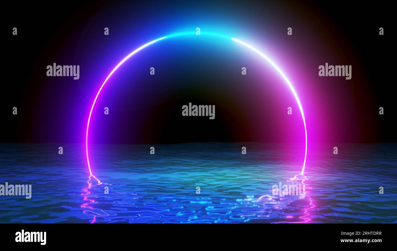 Neon ocean, conceptual illustration Stock Photo - Alamy