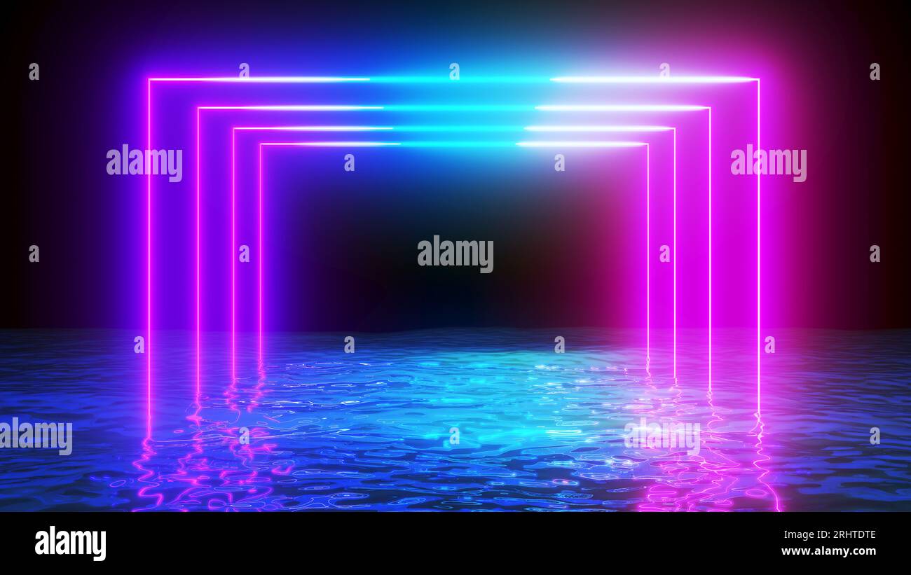 Neon ocean, conceptual illustration Stock Photo - Alamy
