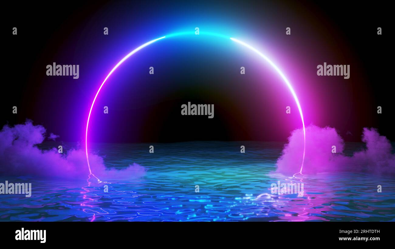 Neon ocean, conceptual illustration Stock Photo - Alamy