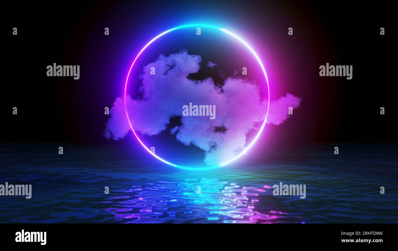 Neon ocean, conceptual illustration Stock Photo - Alamy