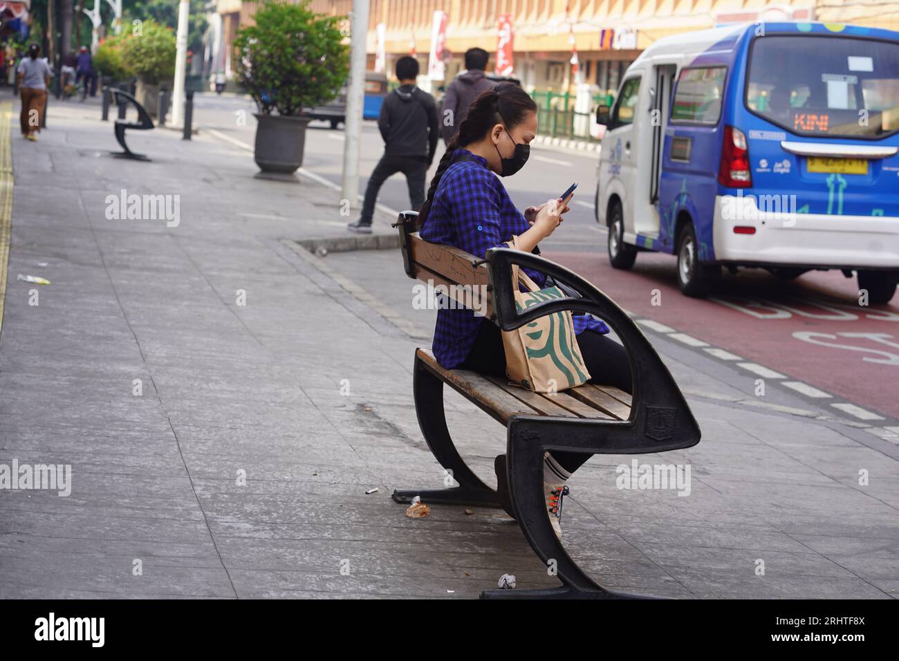 August 13, 2023. Jakarta, Indonesia. The morning scene on Cikini Raya ...