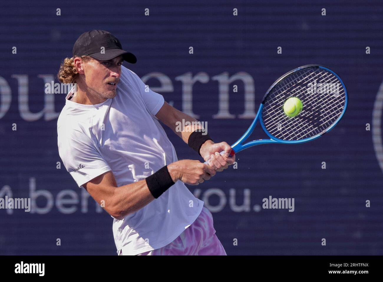 August 18, 2023, Mason, Ohio, USA: Max Purcell (AUS) hits a two-handed ...