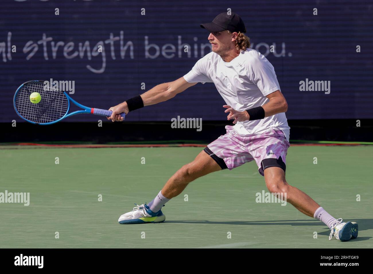 August 18, 2023, Mason, Ohio, USA: Max Purcell (AUS) hits a forehand ...