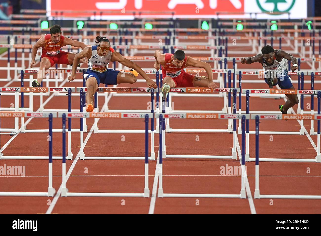 110m hurdles final. European Championships Munich 2022 Stock Photo - Alamy