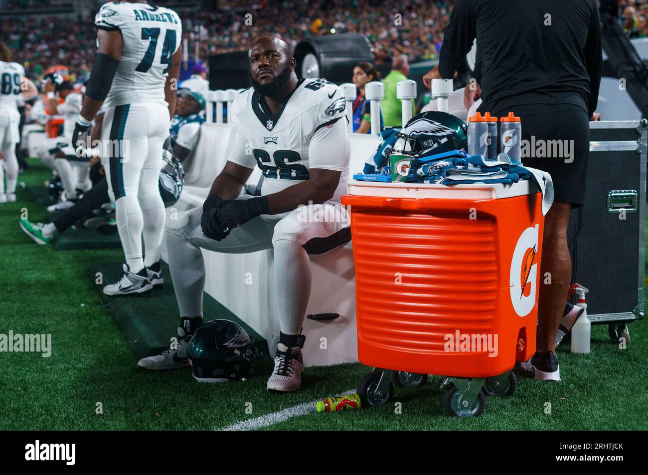 Philadelphia Eagles tackle Roderick Johnson (66) looks on during the ...