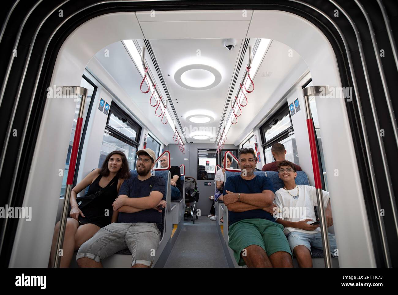 Tel Aviv. 18th Aug, 2023. Passengers are seen aboard a train of the ...