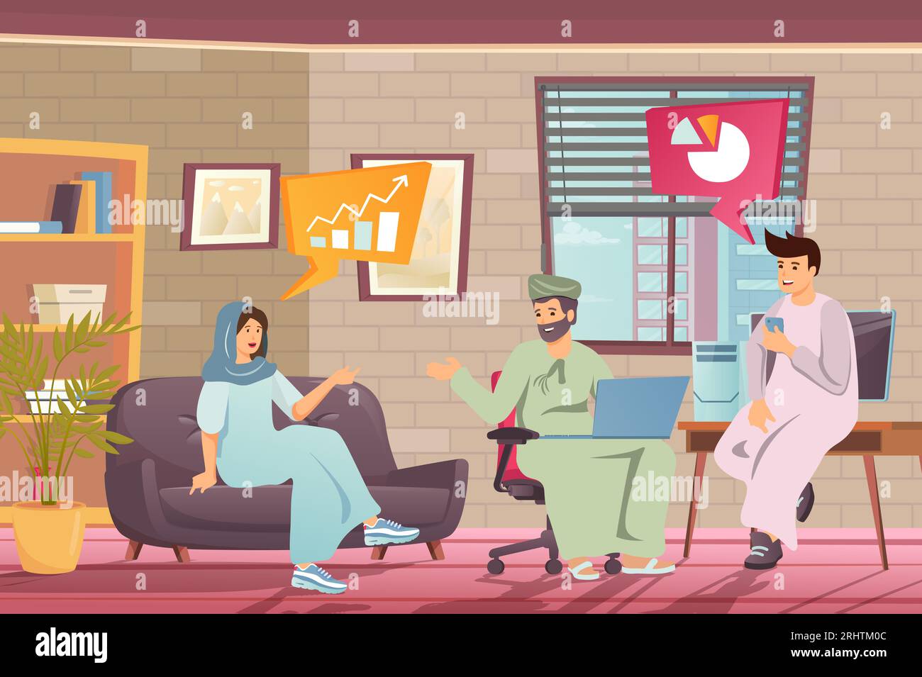 Omani business and education people Illustration Stock Photo - Alamy