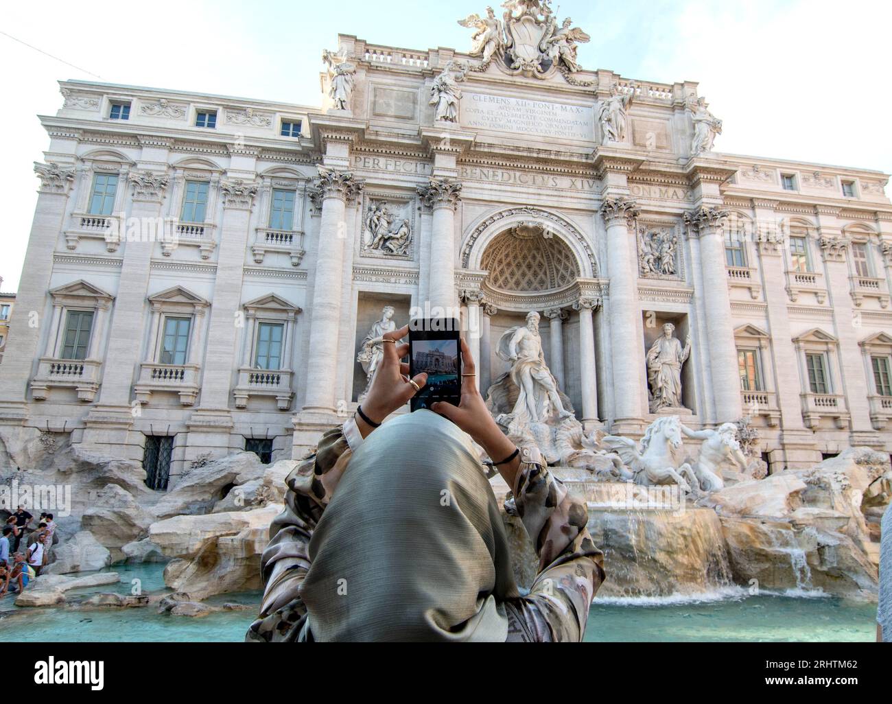 Rome, Italy. 18th Aug, 2023. Tourists at the Trevi Fountain, the only ...