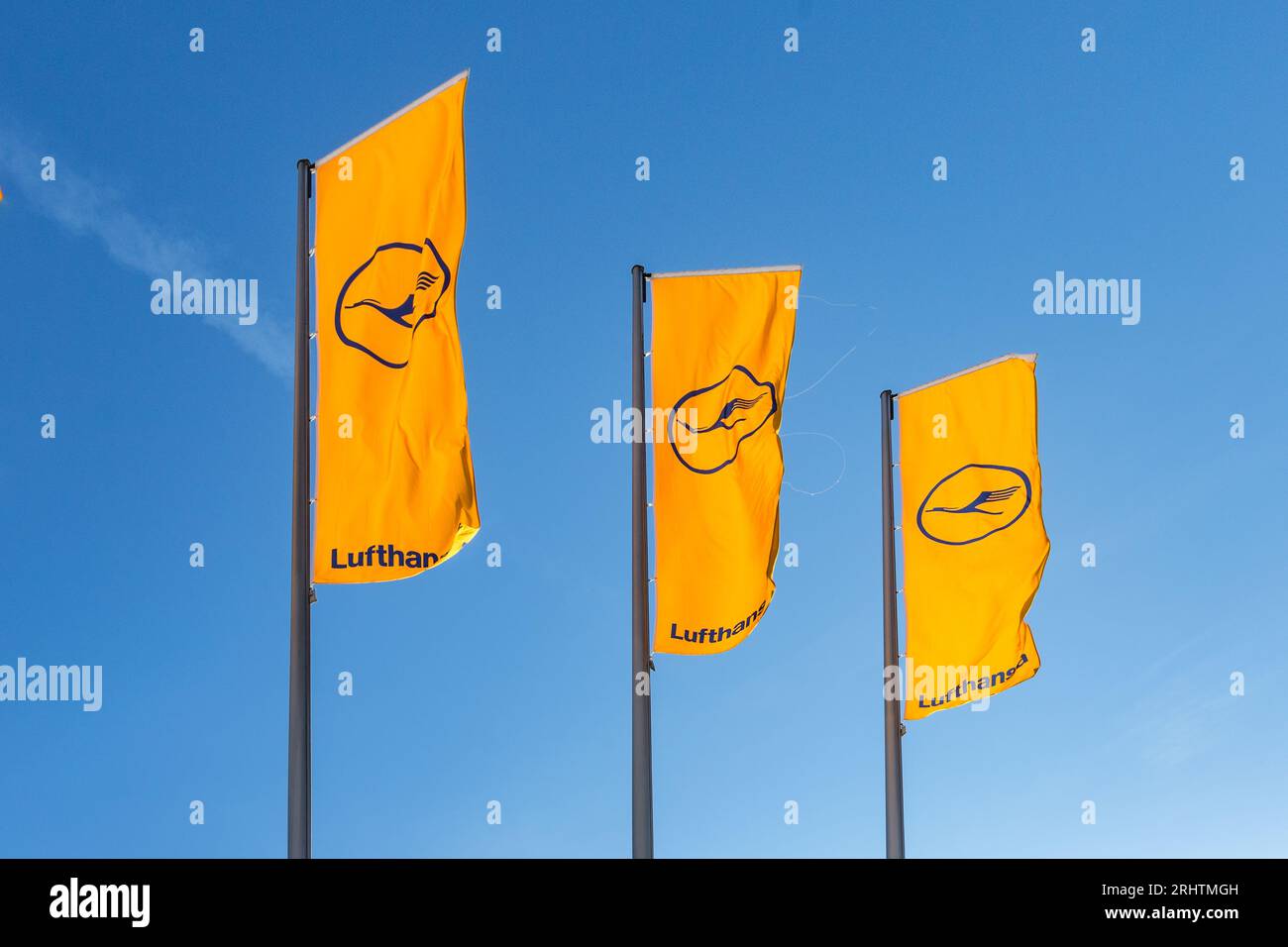 Frankfurt, Germany - March 20 2014: Lufthansa flag with Lufthansa ...