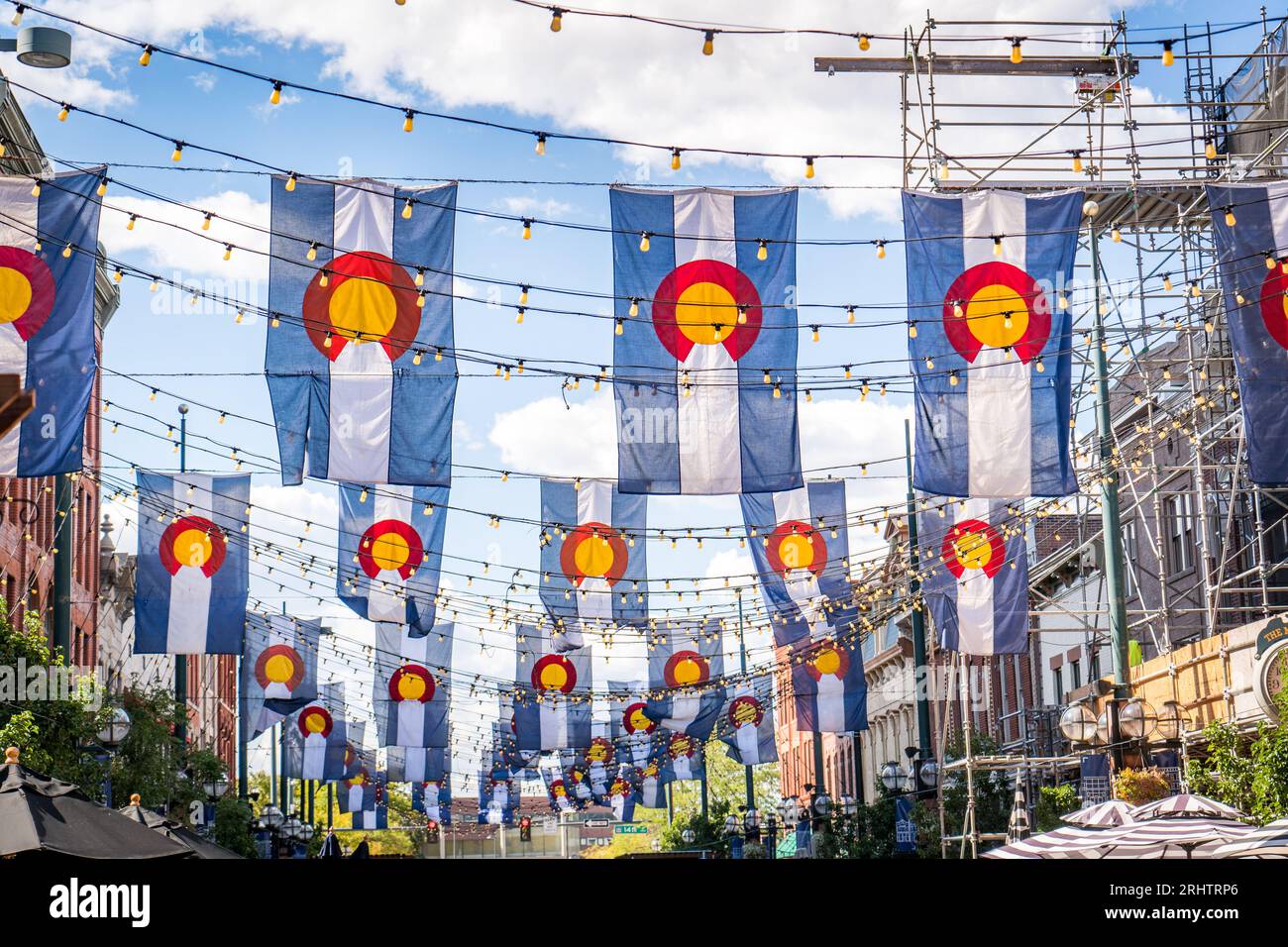 colorado flags hanging on street in denver Stock Photo - Alamy