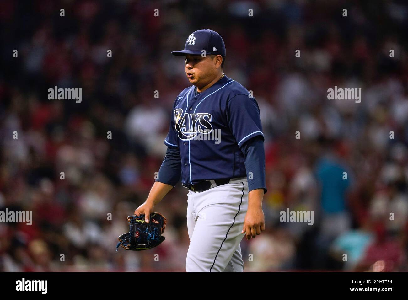 Tampa Bay Rays starting pitcher Erasmo Ramirez heads to the dugout ...