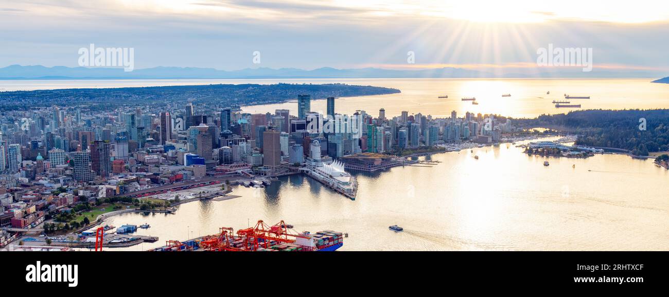 Coal Harbour, Port and Modern Downtown City. Aerial View. Vancouver, BC ...
