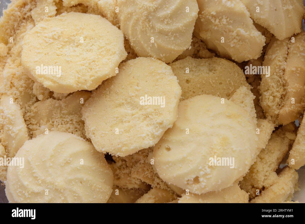 Cream cookie crispy piece dessert food top view Stock Photo - Alamy