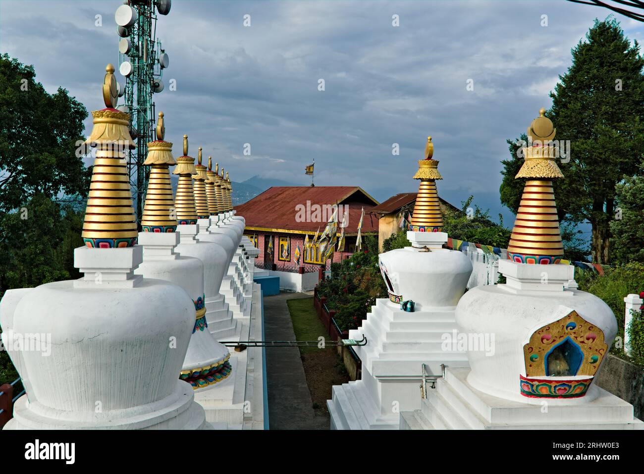 kalimpong, west bengal, india, 05.27.2023 top view of shrines in a ...
