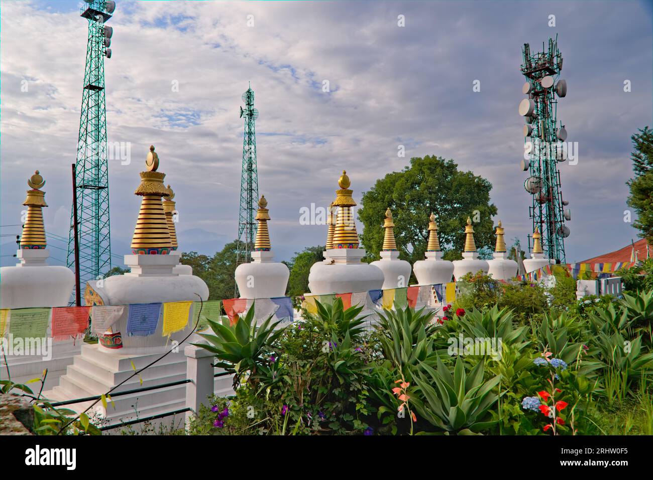 kalimpong, west bengal, india, 05.27.2023 top view of shrines in a ...