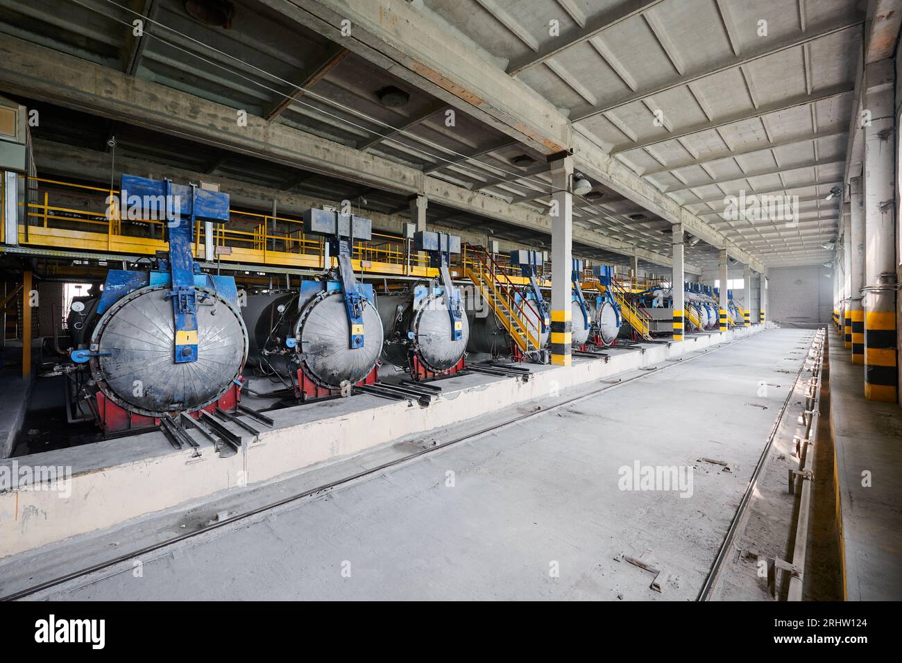 Autoclaves for foam concrete blocks hardening at factory Stock Photo ...