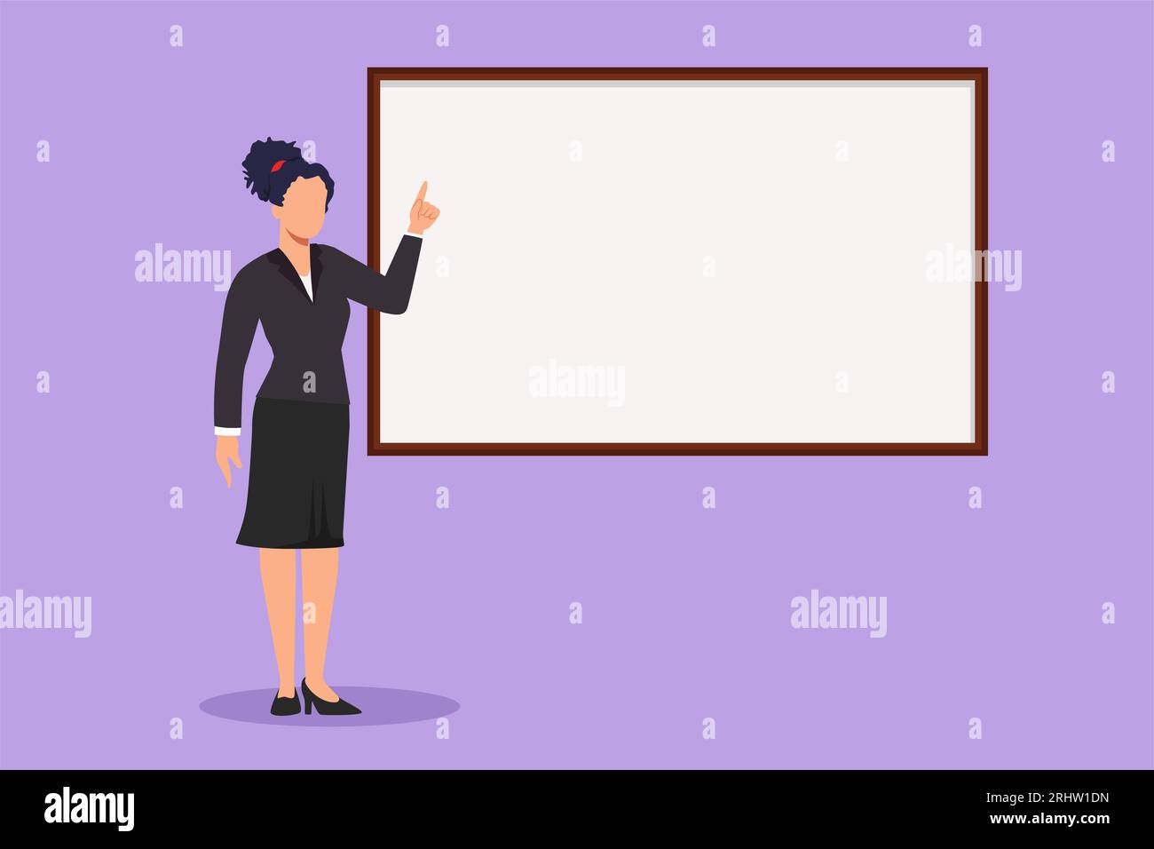 Graphic flat design drawing woman teacher professor standing in front ...