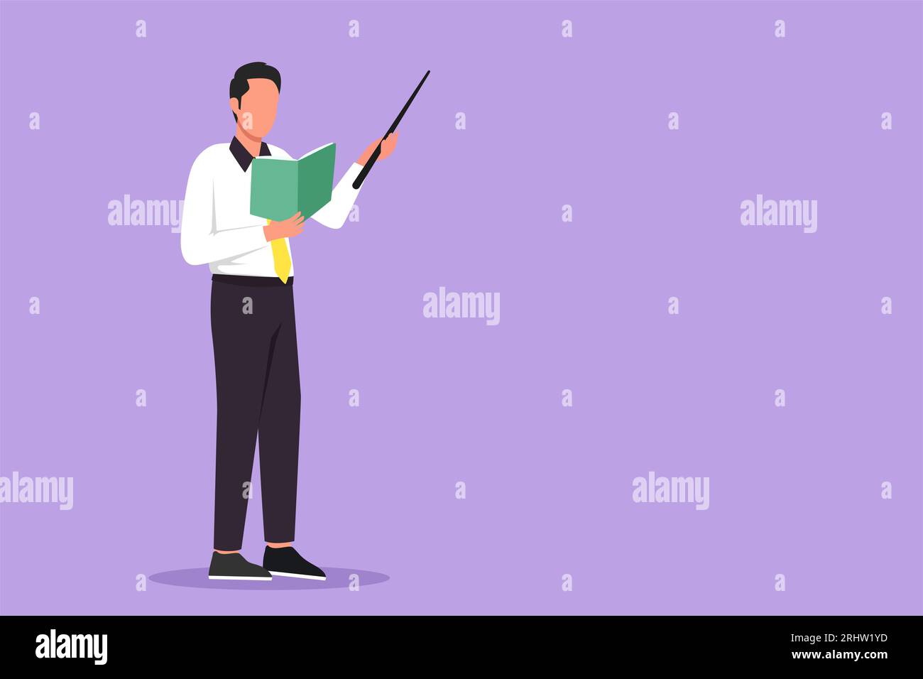 Graphic flat design drawing man teacher standing with open book ...