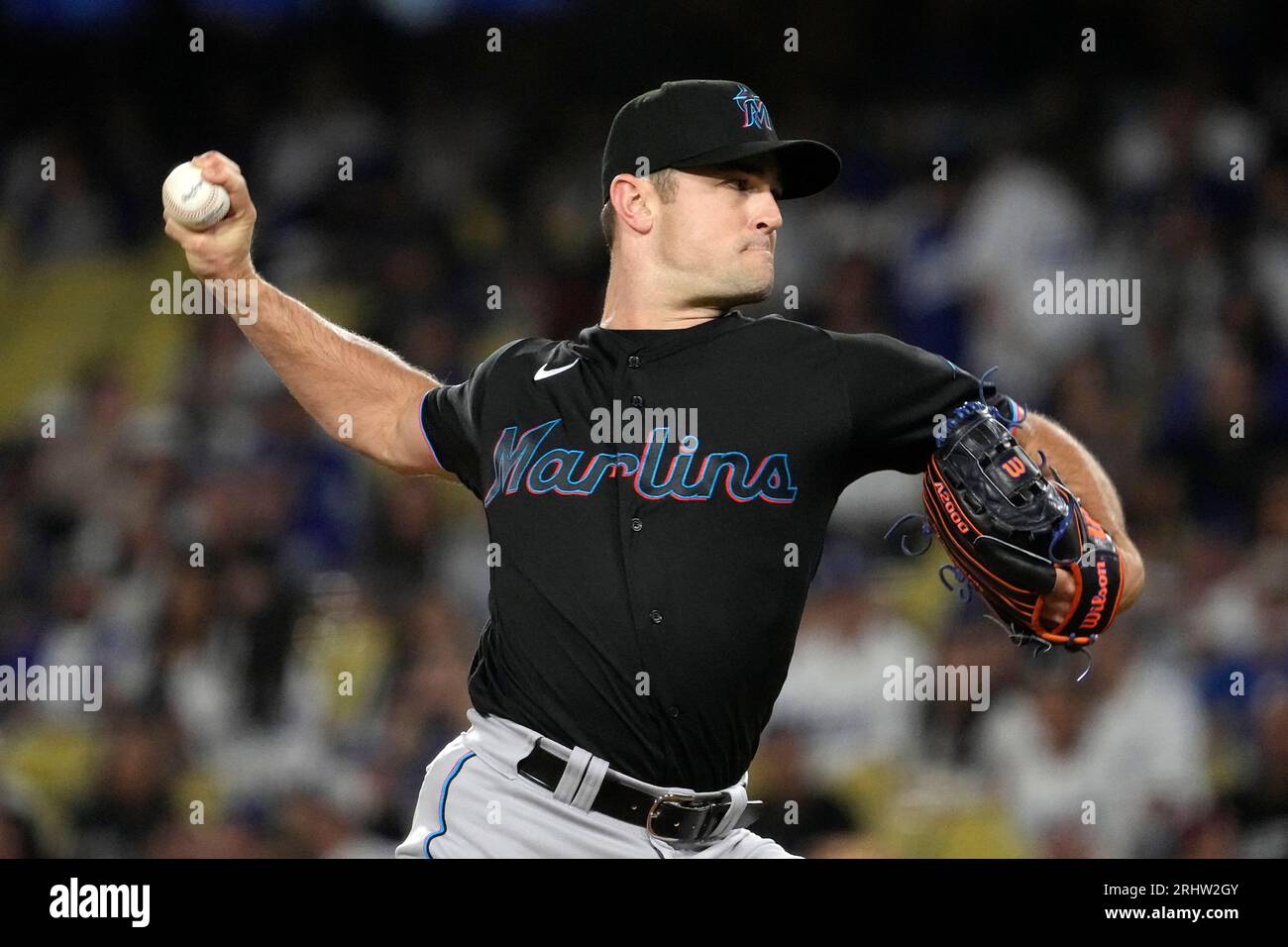Miami Marlins relief pitcher David Robertson throws to the plate during ...