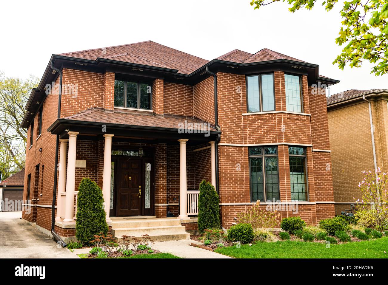 cottage house in american neighborhood. suburban house property. real ...