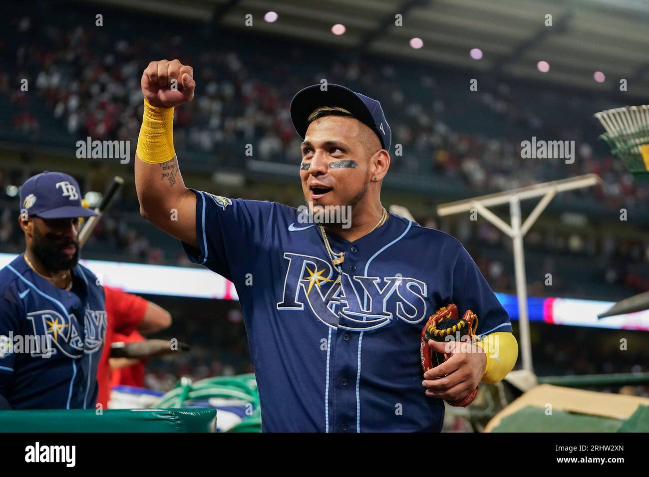 Tampa Bay Rays second baseman Isaac Paredes celebrates the team's win ...